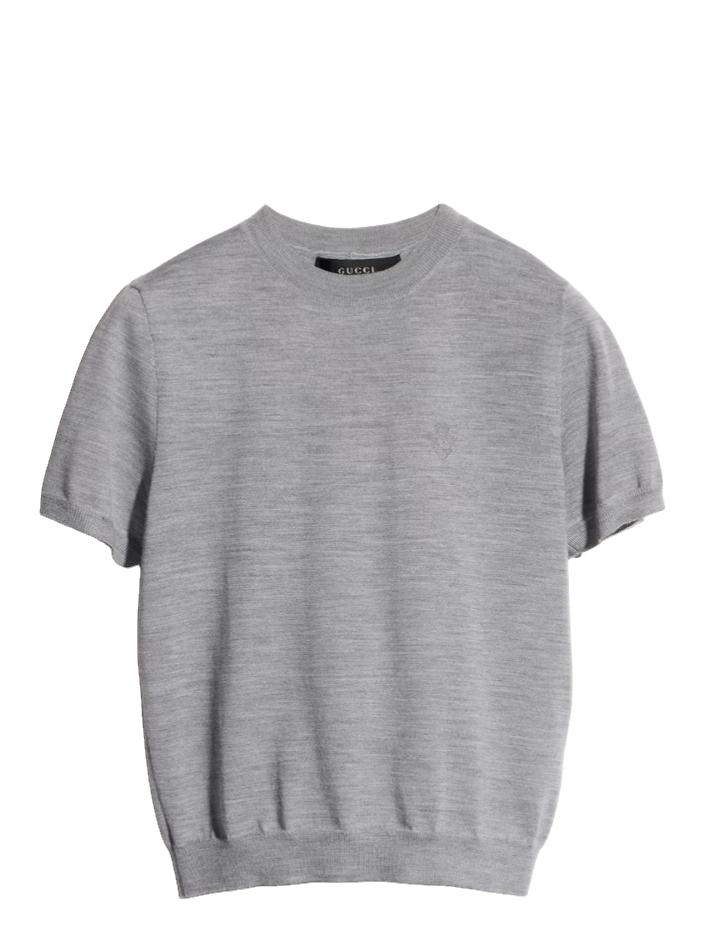 GUCCI Gucci Silk Wool T-Shirt with Embroidery